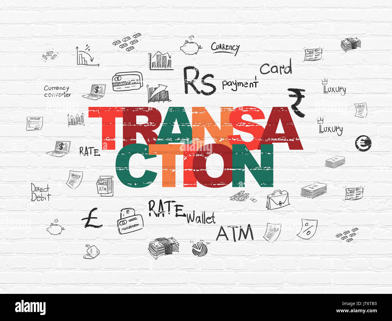 Banking concept: Transaction on wall background Stock Photo - Alamy