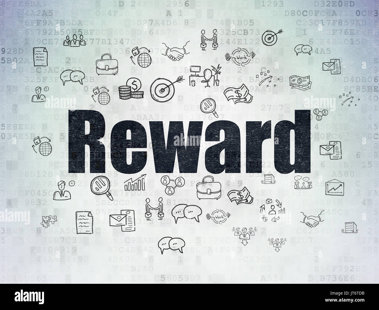 Finance concept: Reward on Digital Data Paper background Stock Photo ...