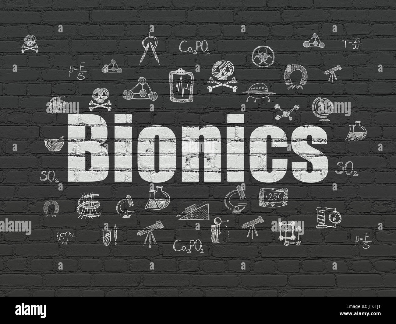 Science concept: Bionics on wall background Stock Photo - Alamy