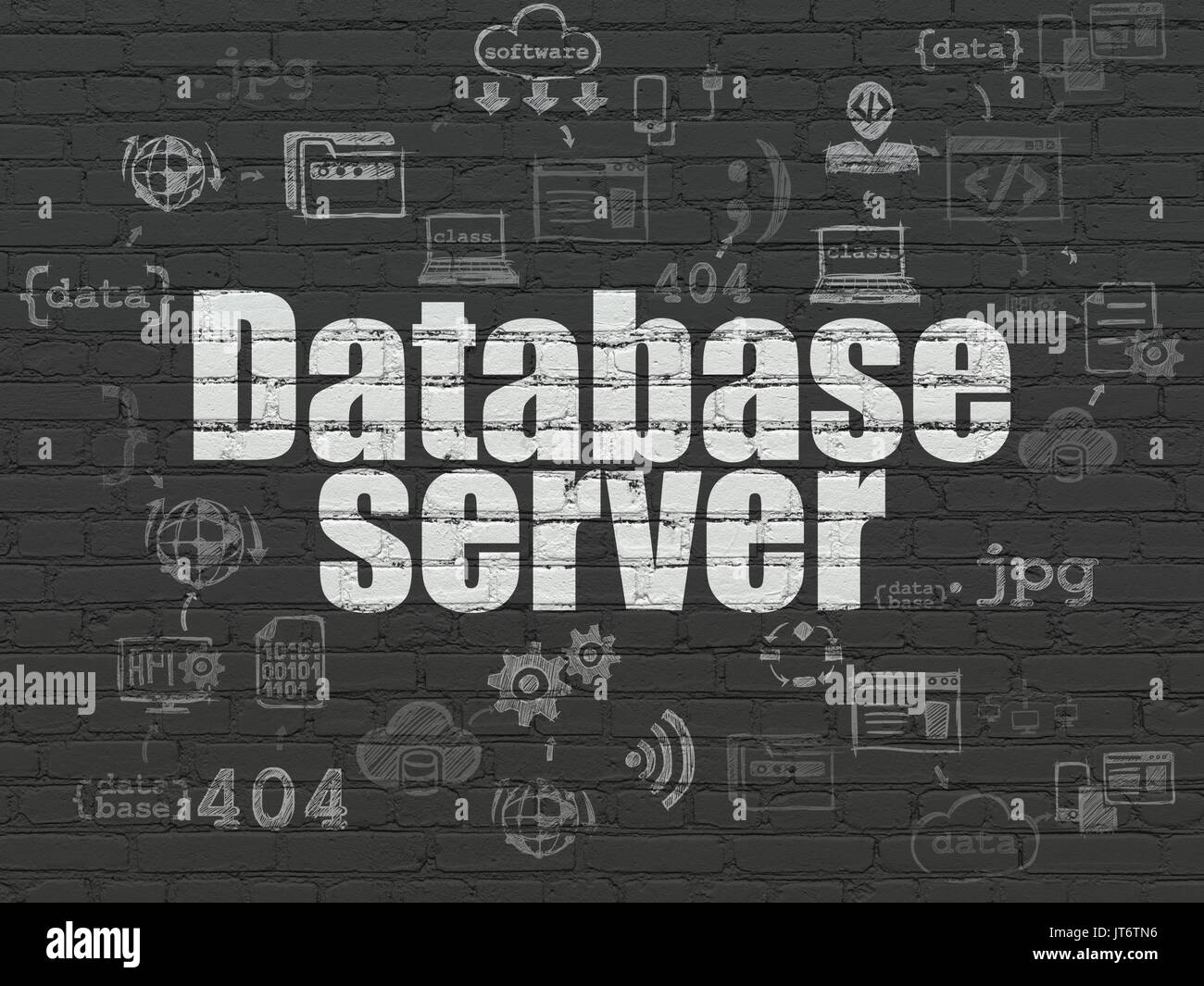 Software concept: Database Server on wall background Stock Photo - Alamy