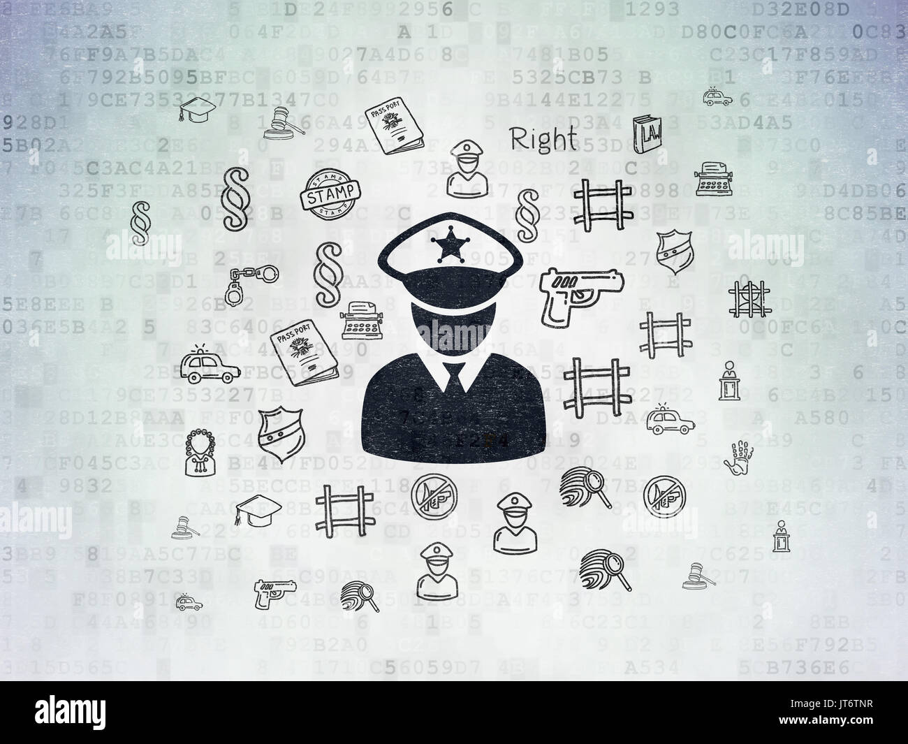 Law concept: Police on Digital Data Paper background Stock Photo - Alamy