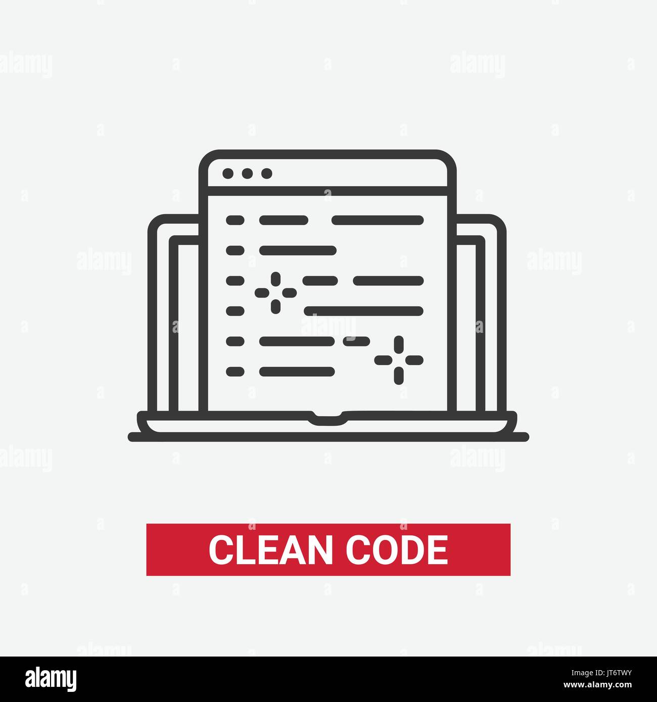 Clean Code - modern single vector line design icon Stock Vector Image ...