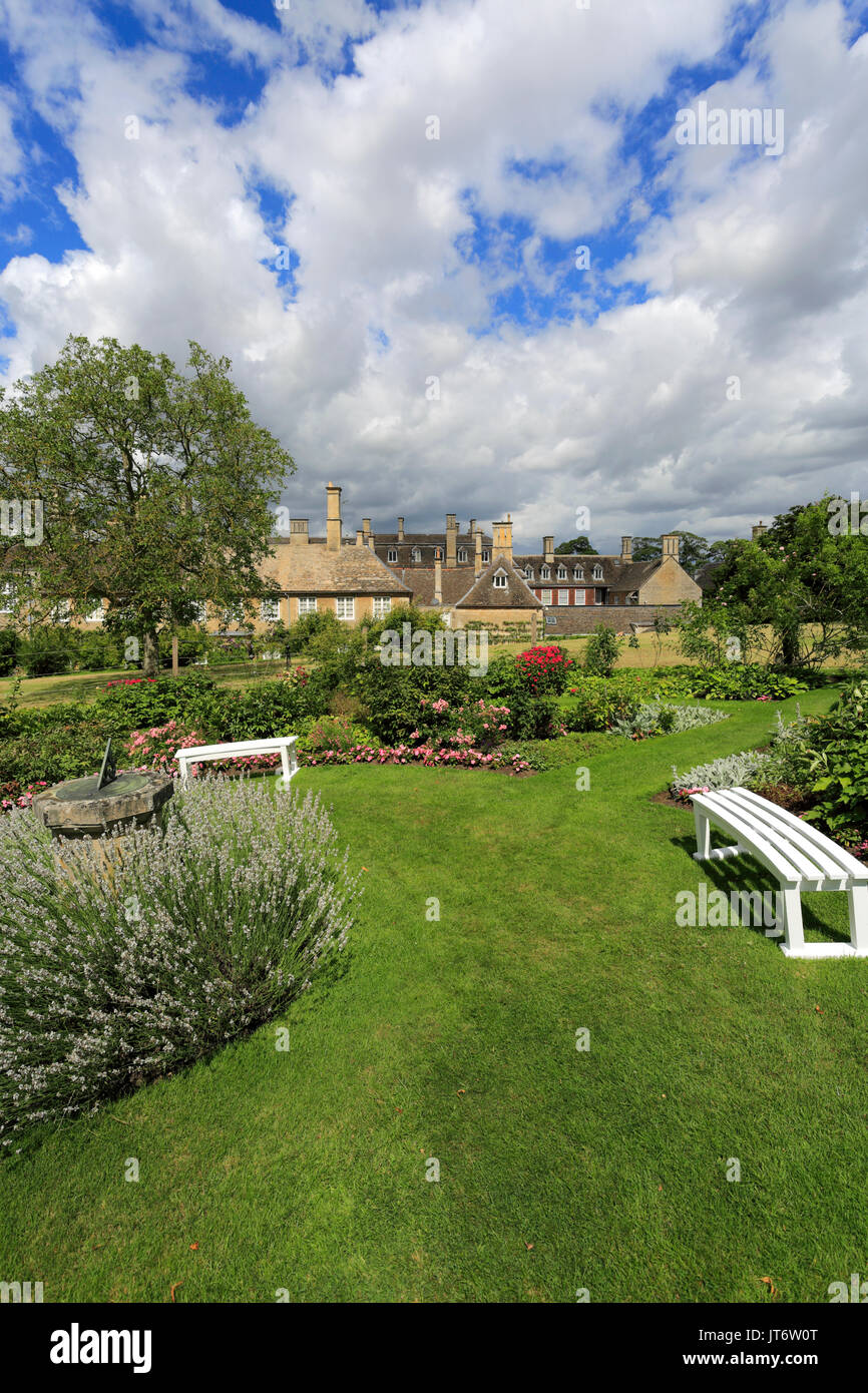 Summer view of Boughton House and gardens; Boughton village ...