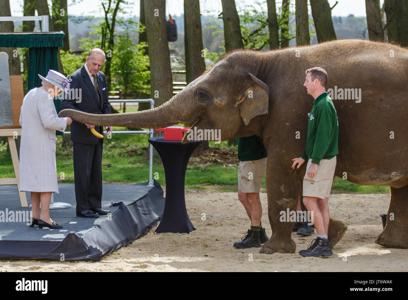 Her Majesty Queen Elizabeth II and HRH Prince Philip, feed Donna, an ...