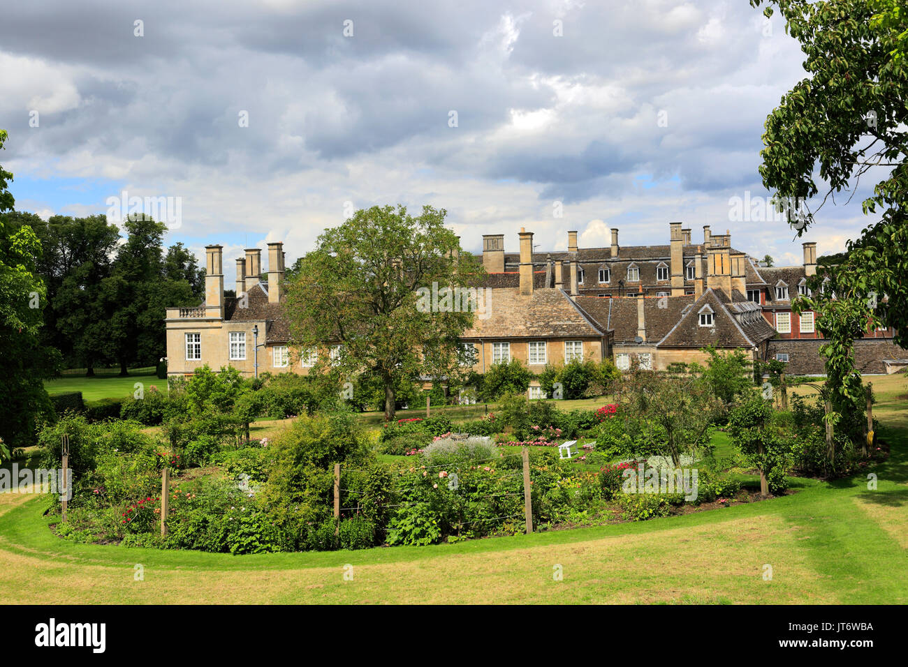 Summer view of Boughton House and gardens; Boughton village ...