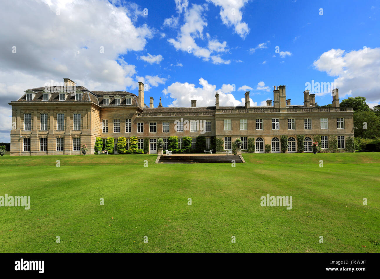Summer view of Boughton House and gardens; Boughton village ...