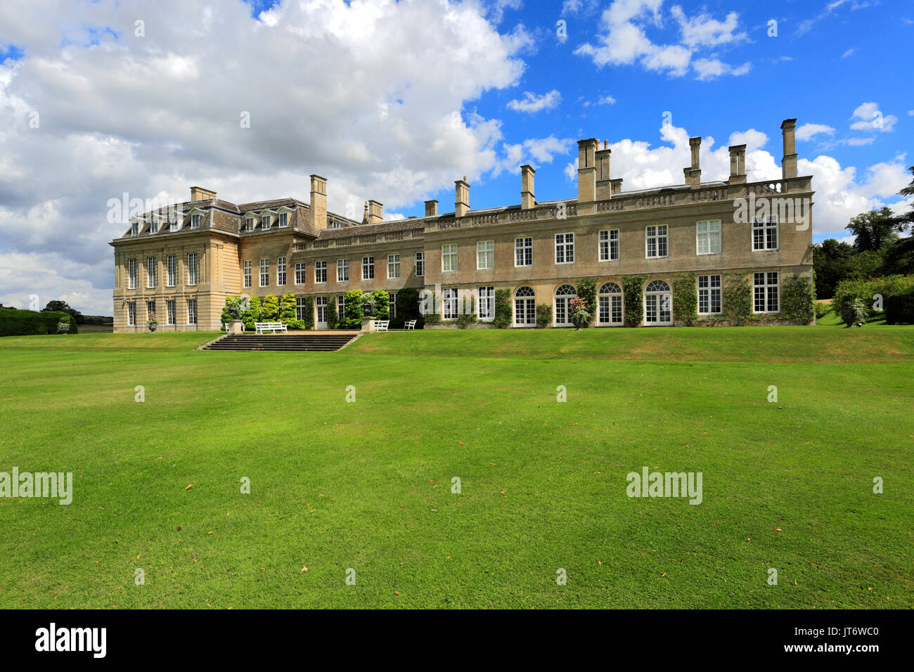 Summer view of Boughton House and gardens; Boughton village ...