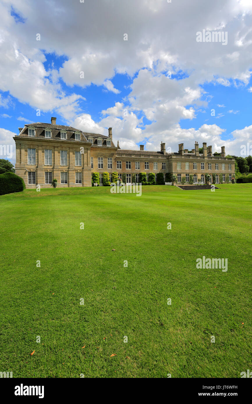 Summer view of Boughton House and gardens; Boughton village ...