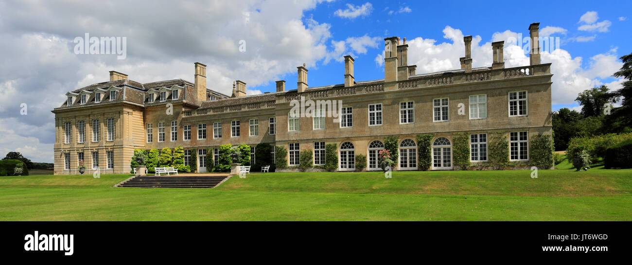 Summer view of Boughton House and gardens; Boughton village ...
