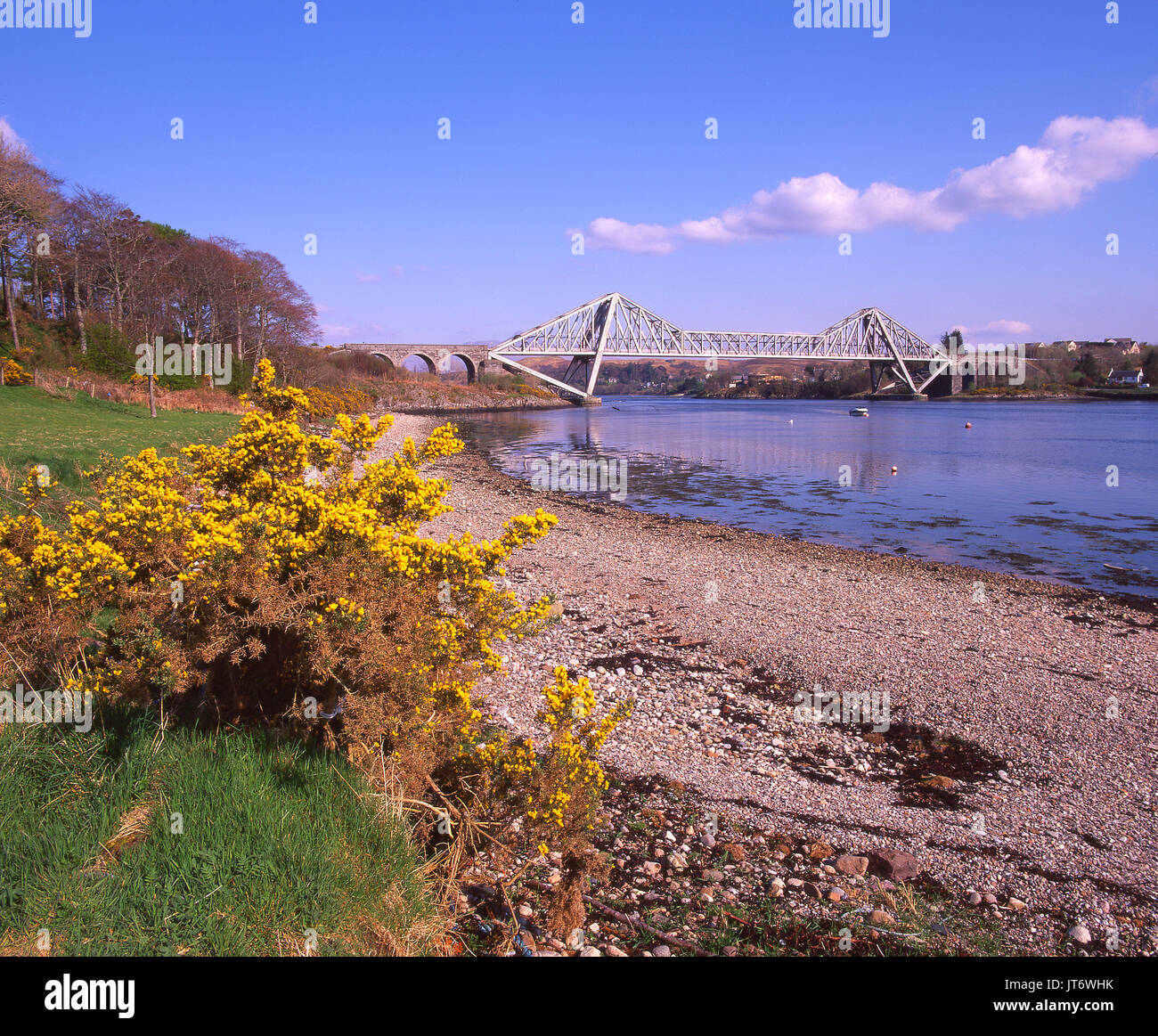 A colourful springtime view towards Connel Bridge, Argyll Stock Photo ...