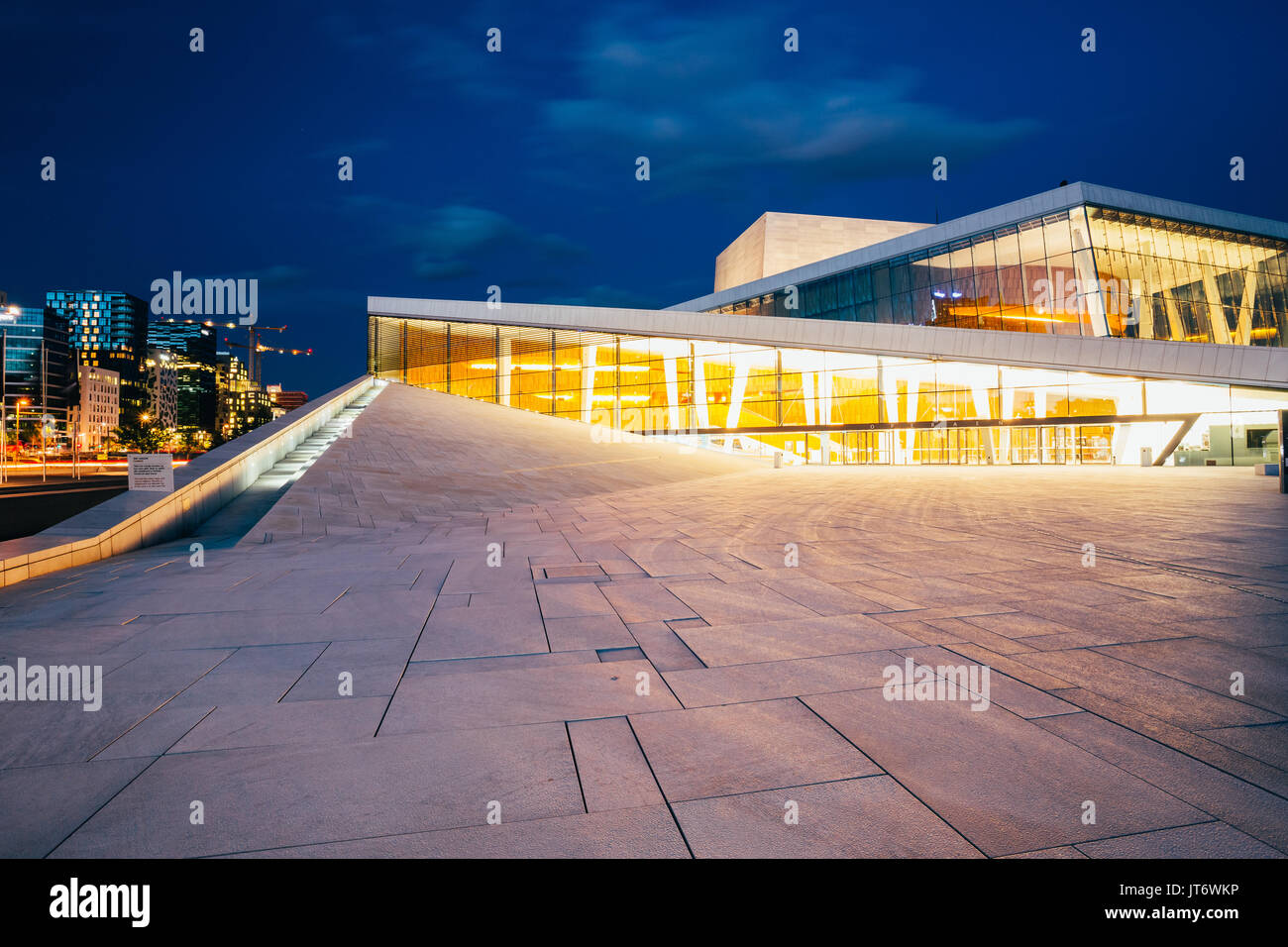 Oslo, Norway - July 31, 2014: The Side View Of Brightly Illuminated ...