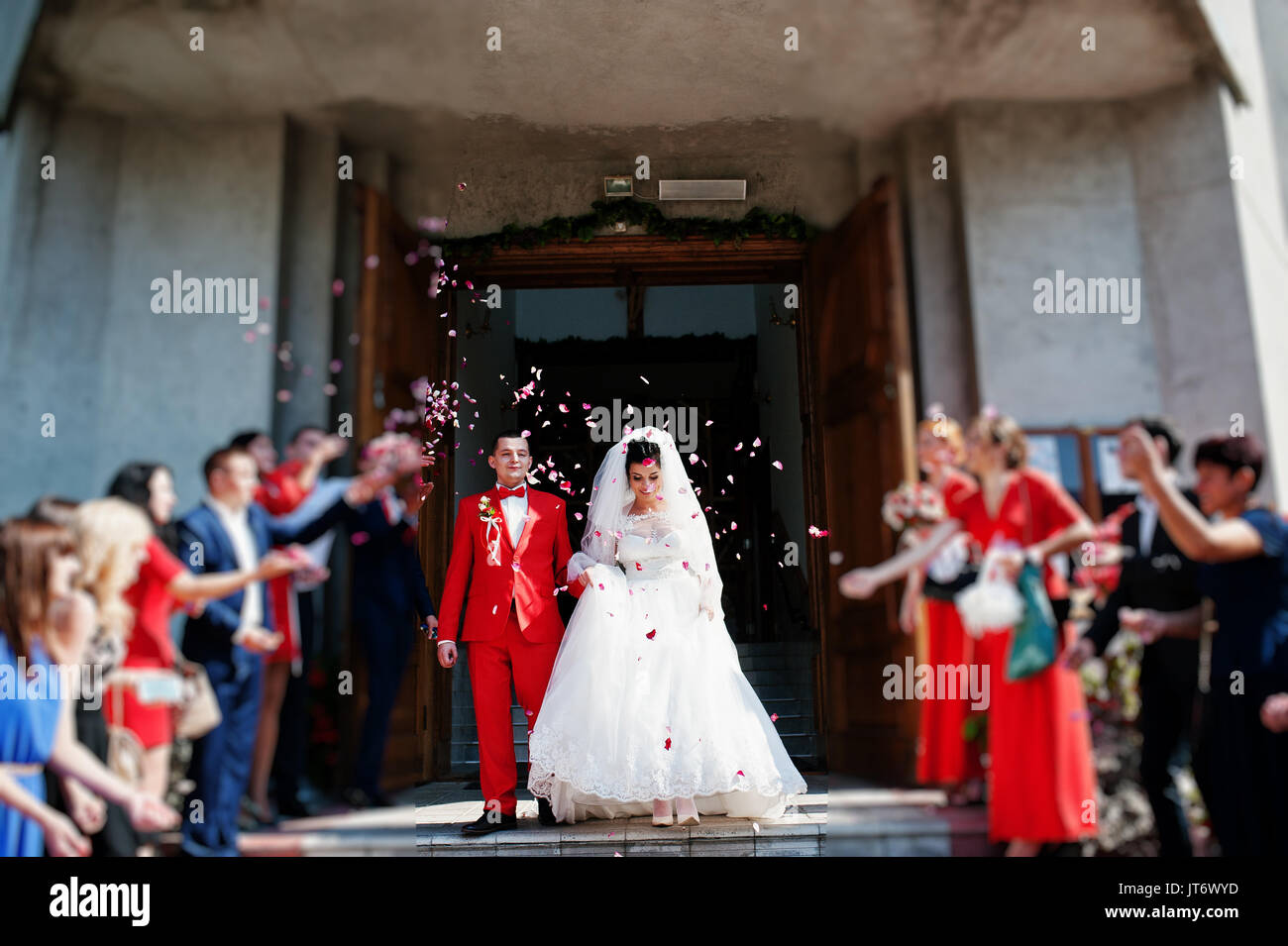 Wedding walking out church hi-res stock photography and images - Alamy