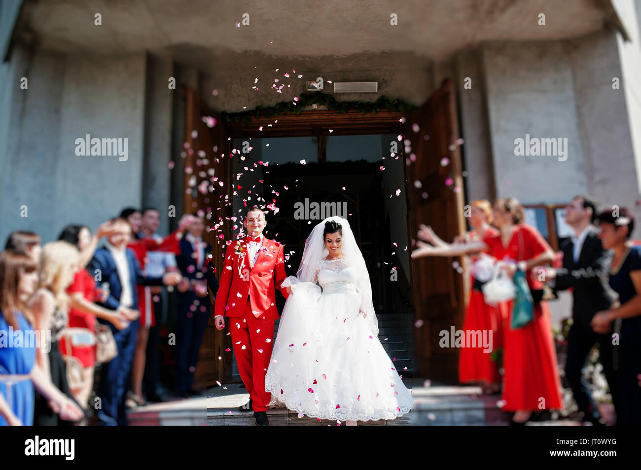 Wedding walking out church hi-res stock photography and images - Alamy