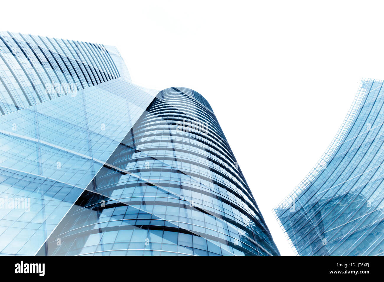 Abstract composite of office buildings, Multiple exposure image of ...