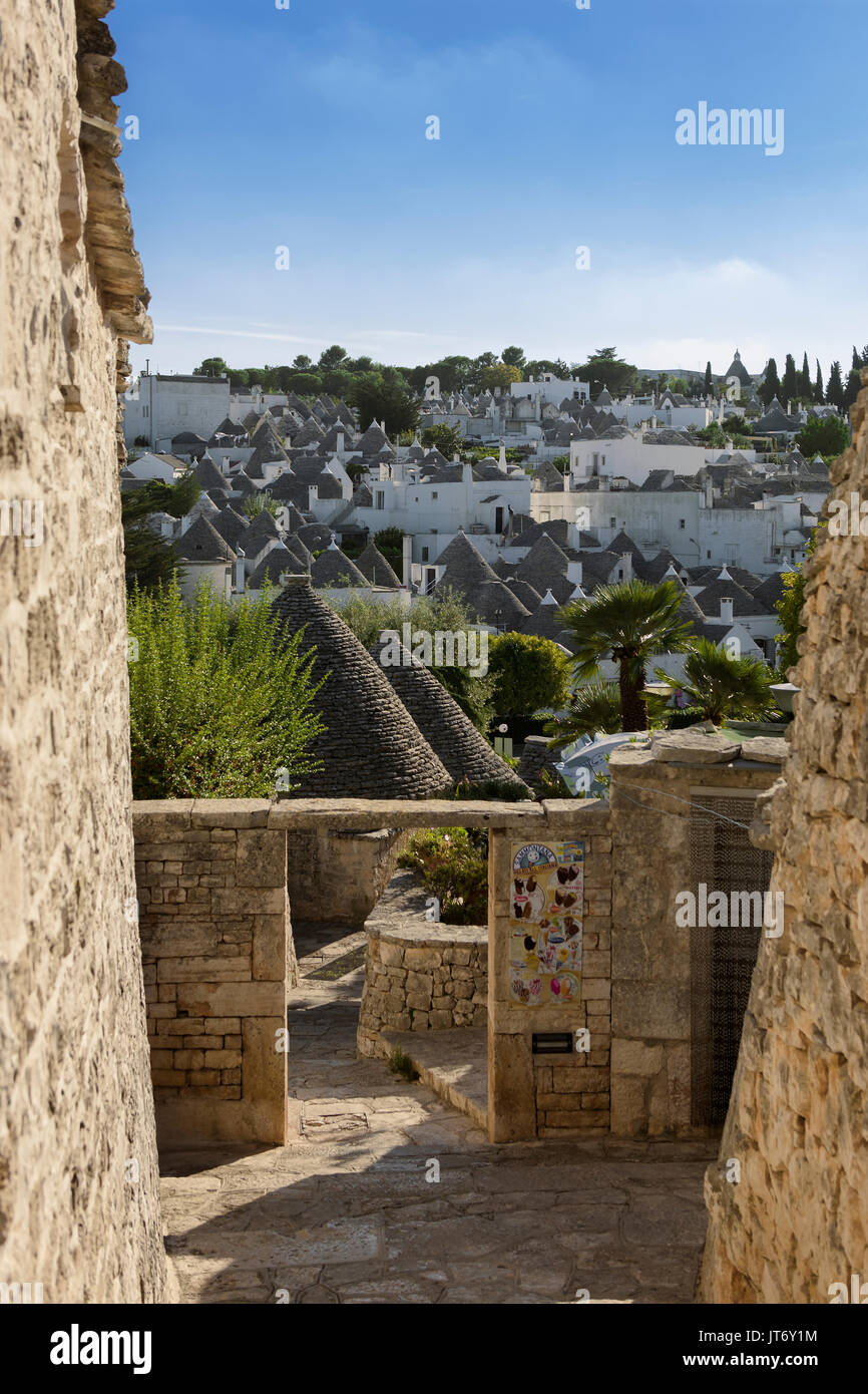 View over the Rione Monti area of Alberobello, the area with the ...