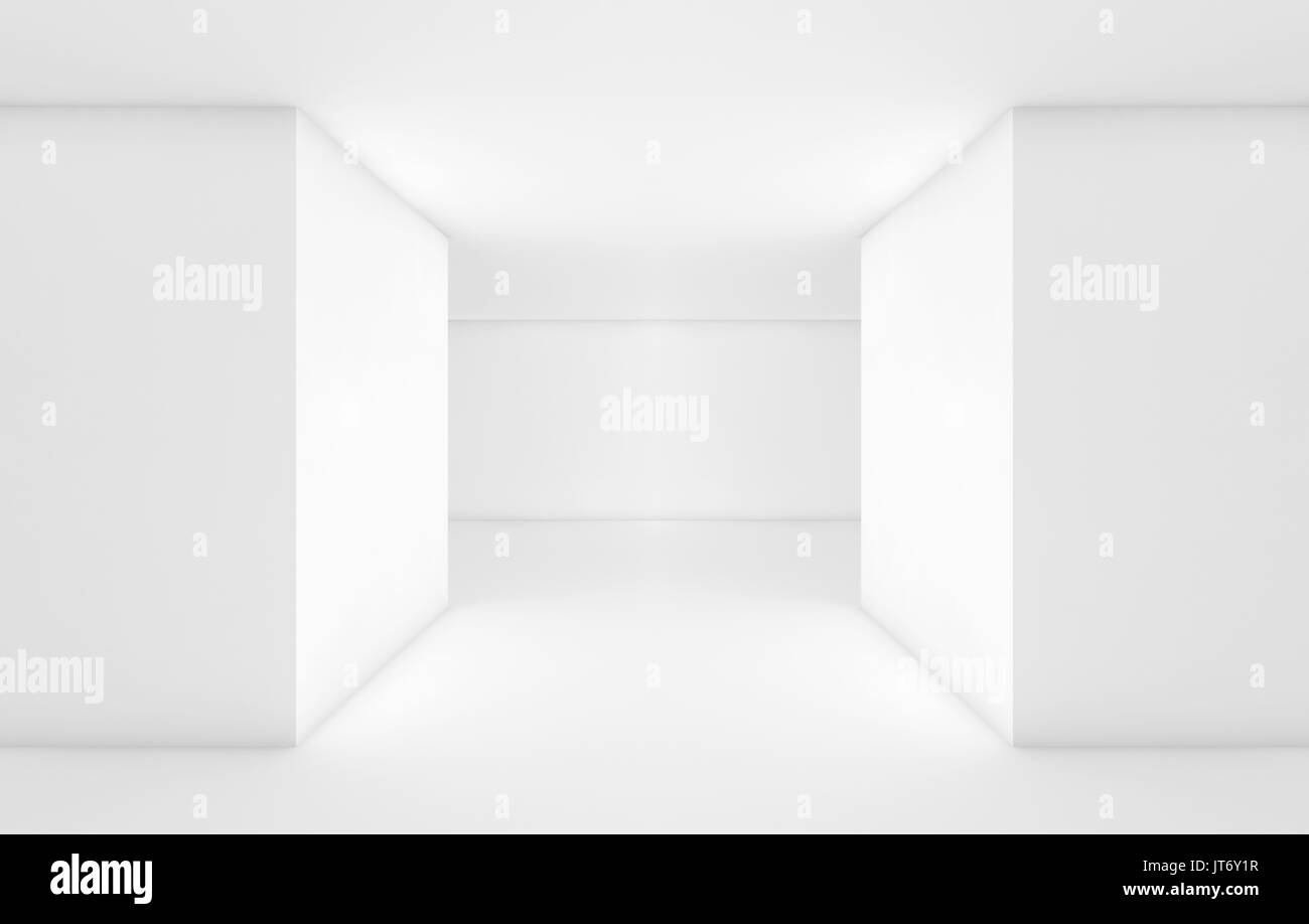 Abstract white empty hall interior, contemporary open space design. 3d ...