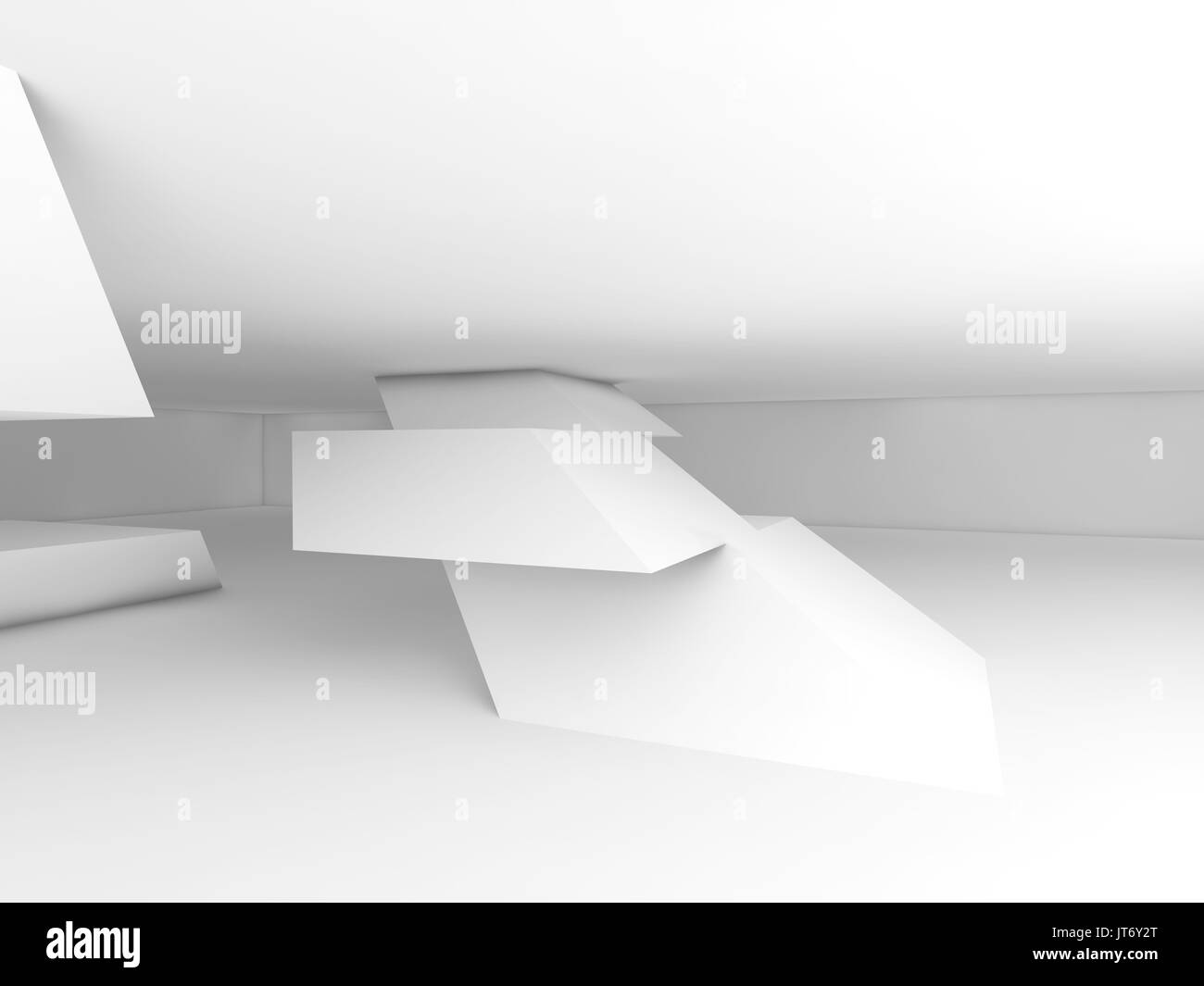 Abstract white empty interior, cg background, polygonal shaped columns ...