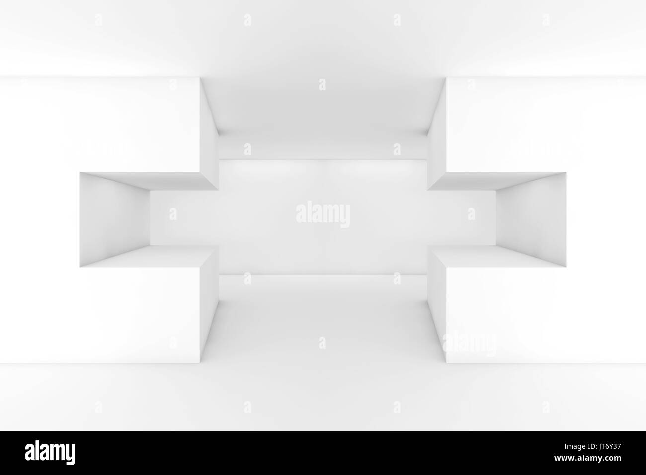 Abstract white empty room interior, contemporary open space design. 3d ...