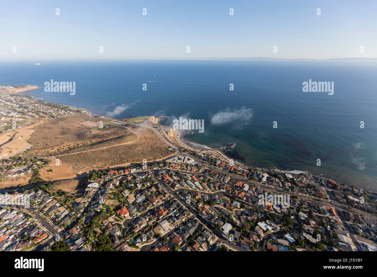 Aerial view of the San Pedro coastline in Los Angeles, California Stock ...