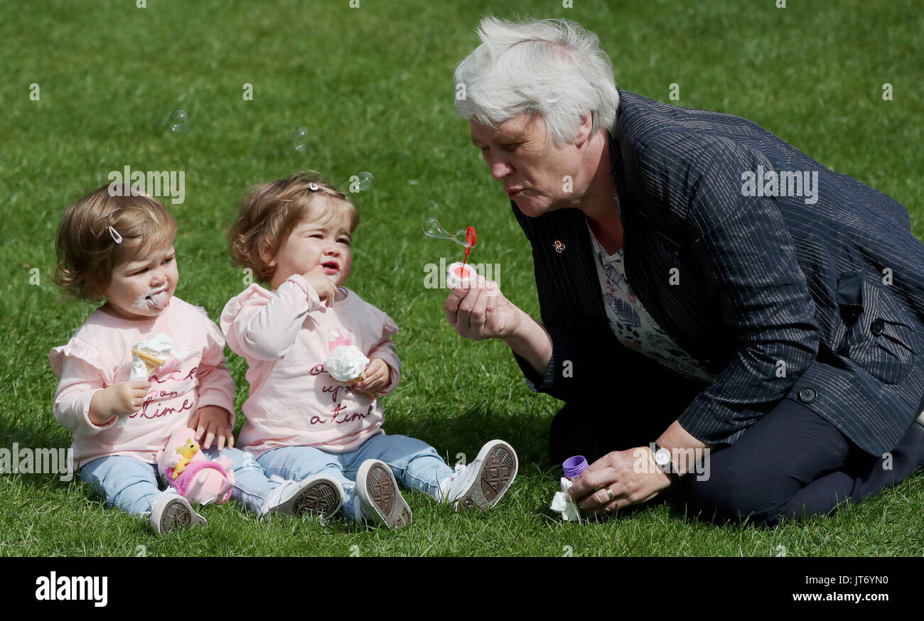 TD Catherine Byrne with her 14-month-old twin grandchildren Pennie ...