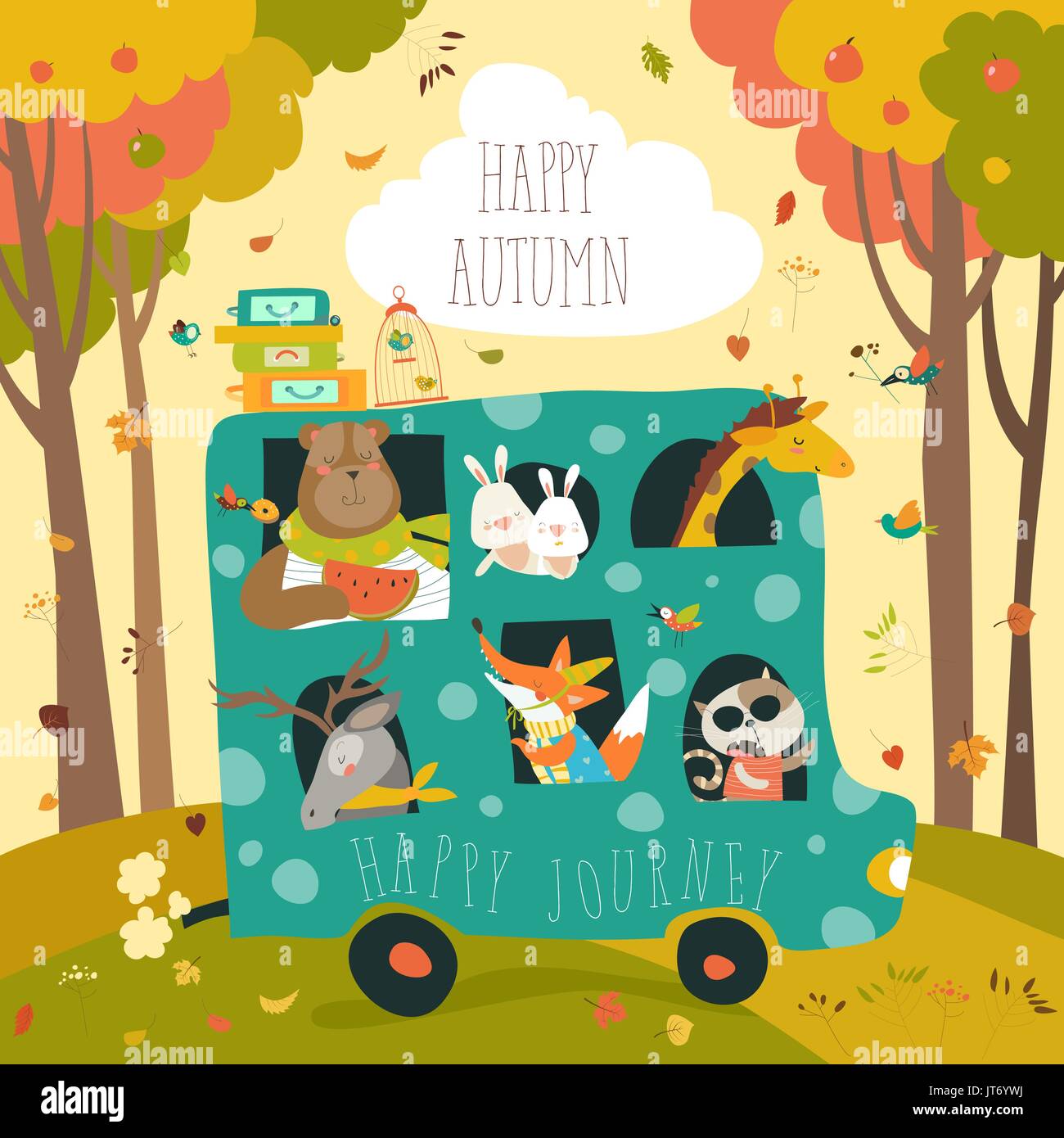 Cute animals traveling by bus Stock Vector Image & Art - Alamy