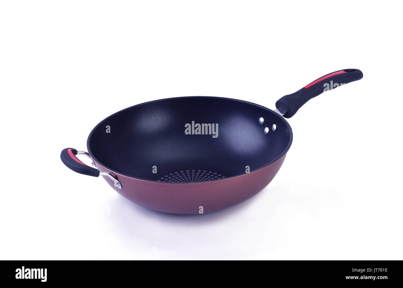 Big flying pan with non-stick surface isolated on white background ...