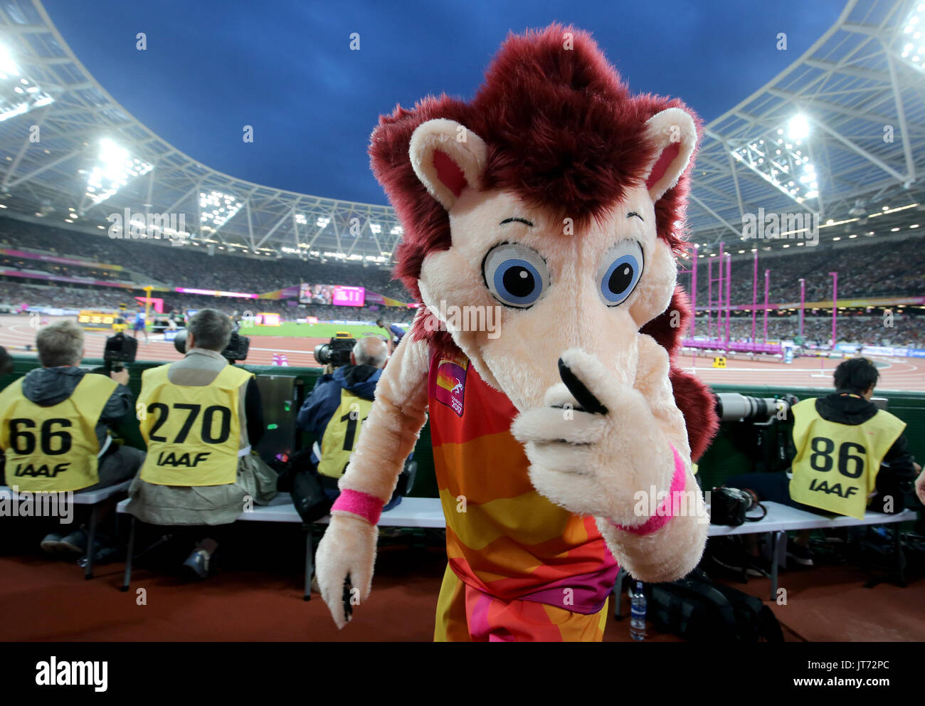 Event mascot Hero the Hedgehog during day four of the 2017 IAAF World ...