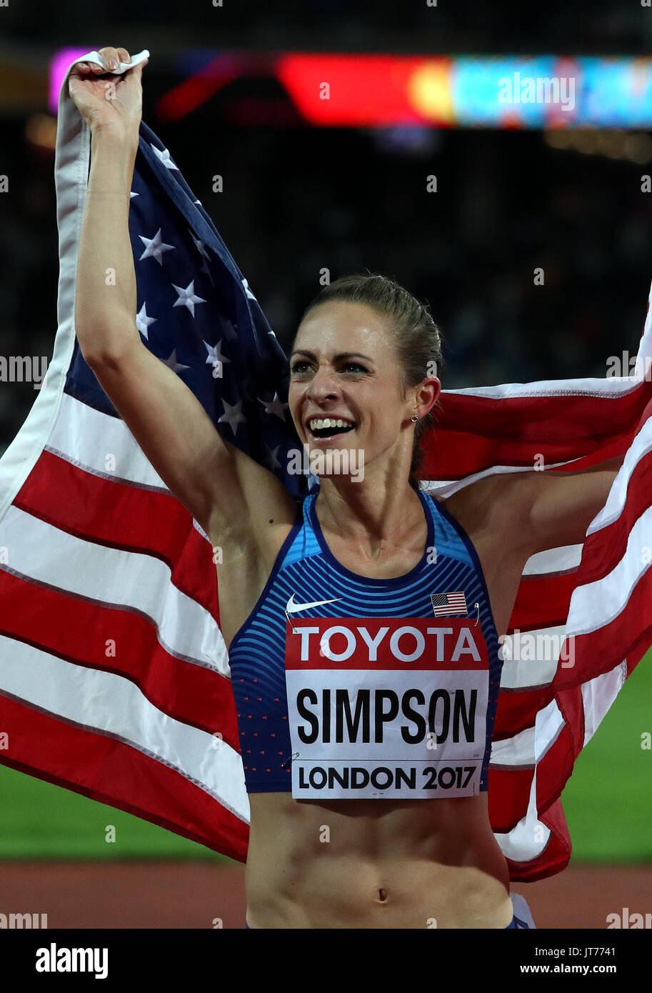 USA's Jennifer Simpson celebrates after coming in second in the women's ...