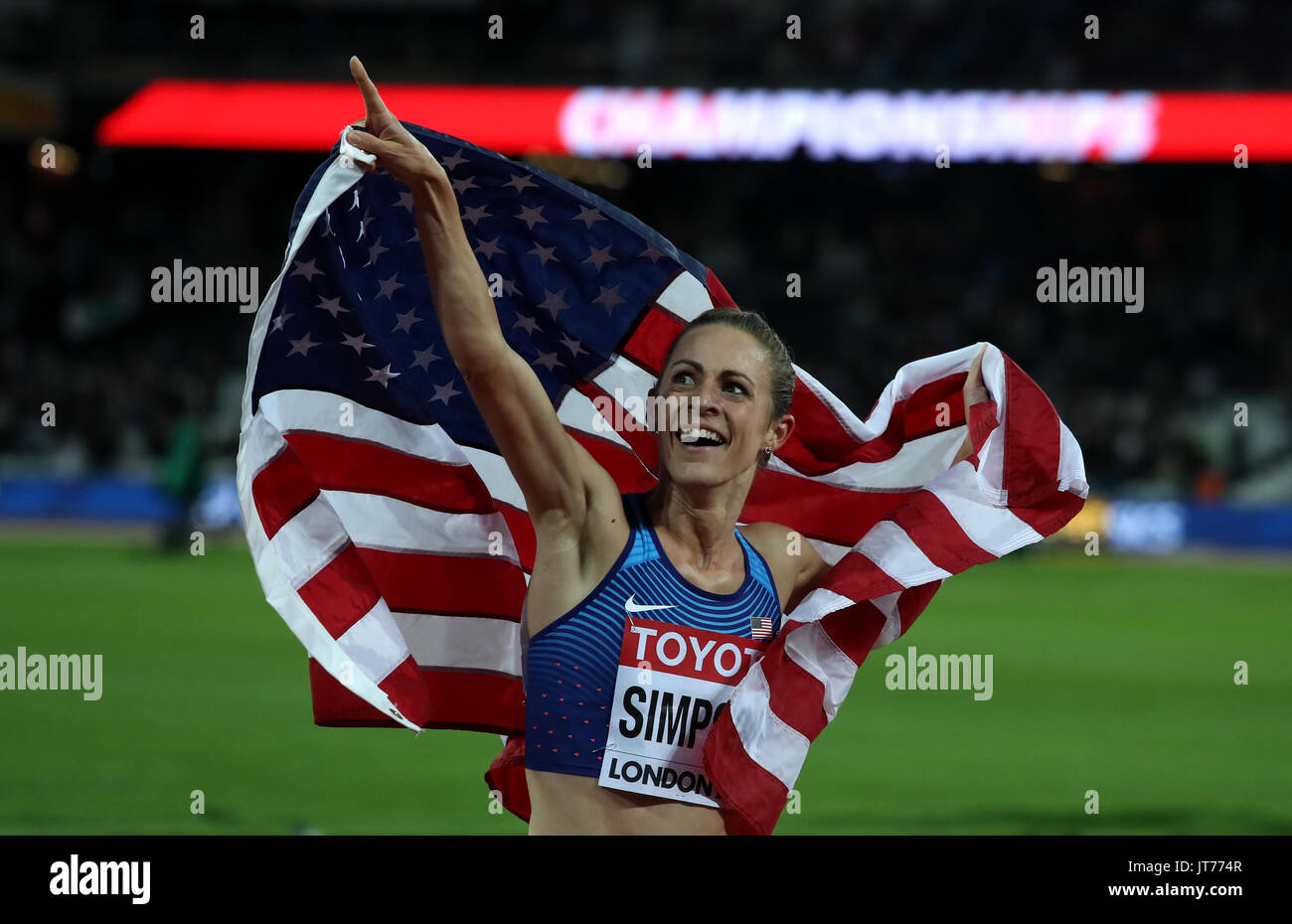 USA's Jennifer Simpson celebrates after coming in second in the women's ...