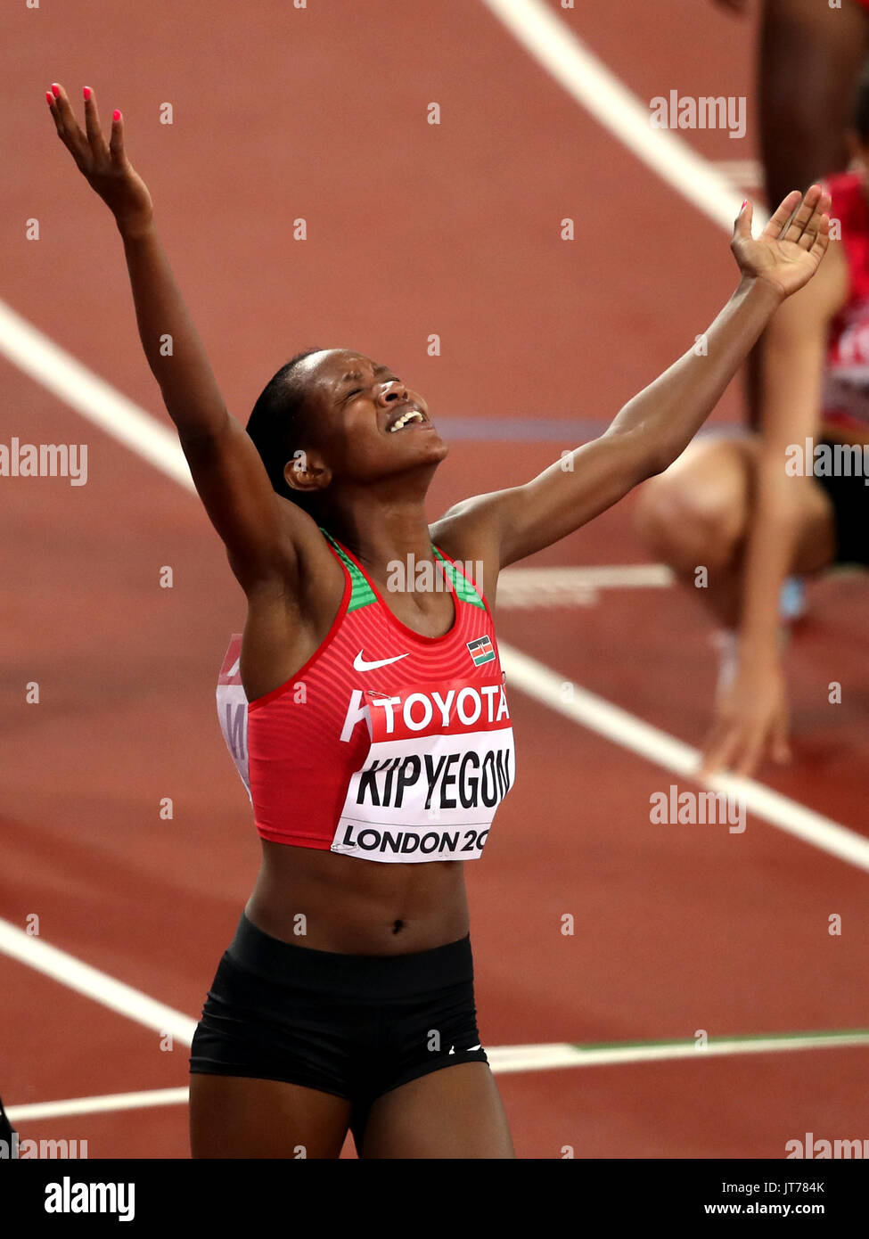 Kenyas Faith Chepngetich Kipyegon Celebrates Winning Womens 1500m Final