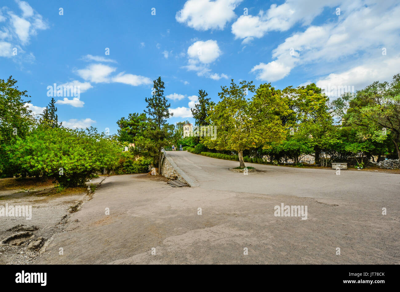 The ancient agora at the base of the Acropolis in Athens greece. An ...