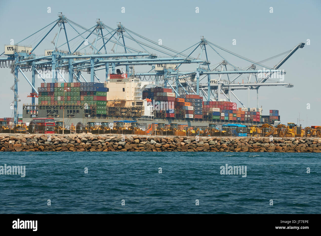 K Line Container Ship, Harbour Bridge, Unloading In The Port of Long ...