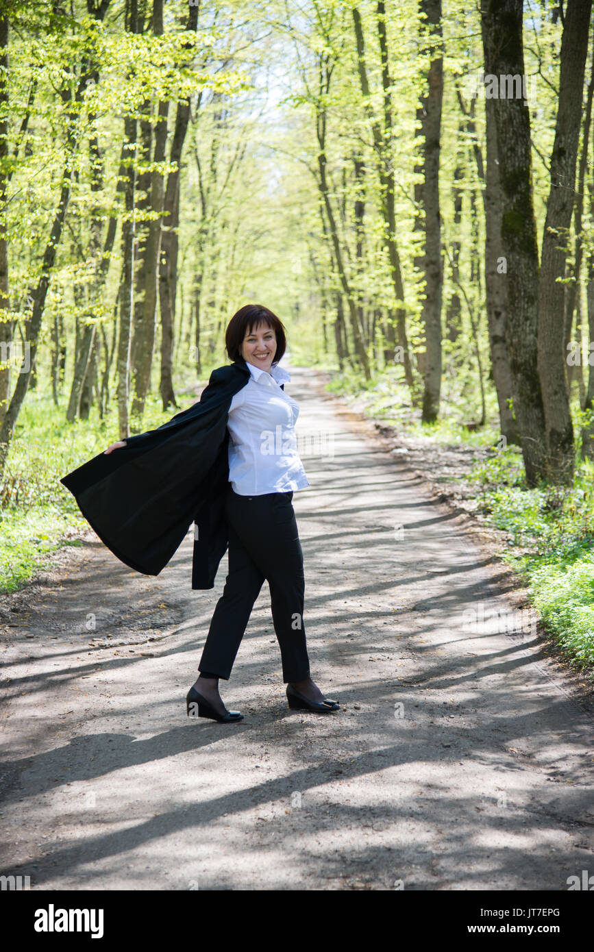 Cute woman on the walk Stock Photo - Alamy