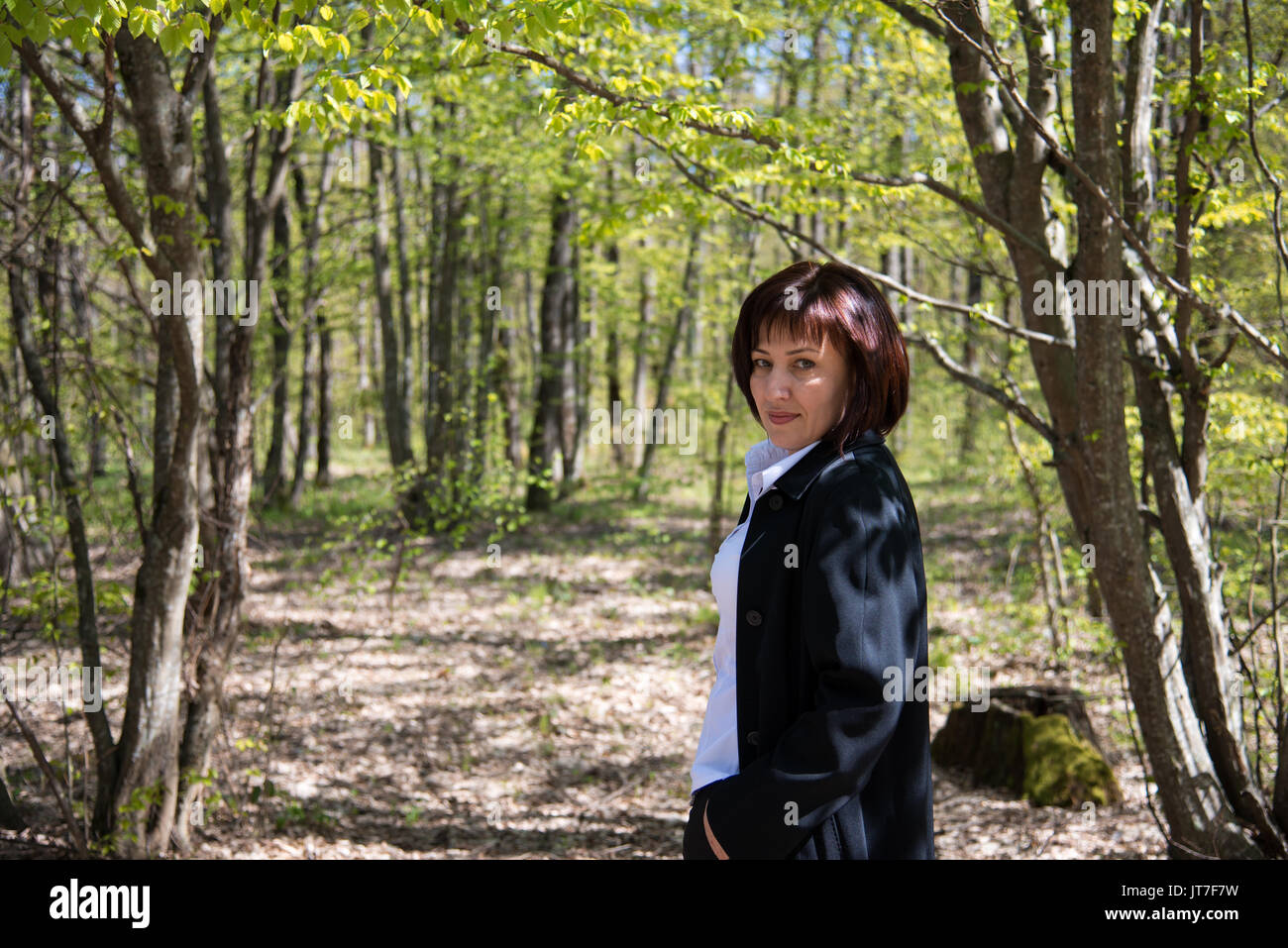Cute woman on the walk Stock Photo - Alamy