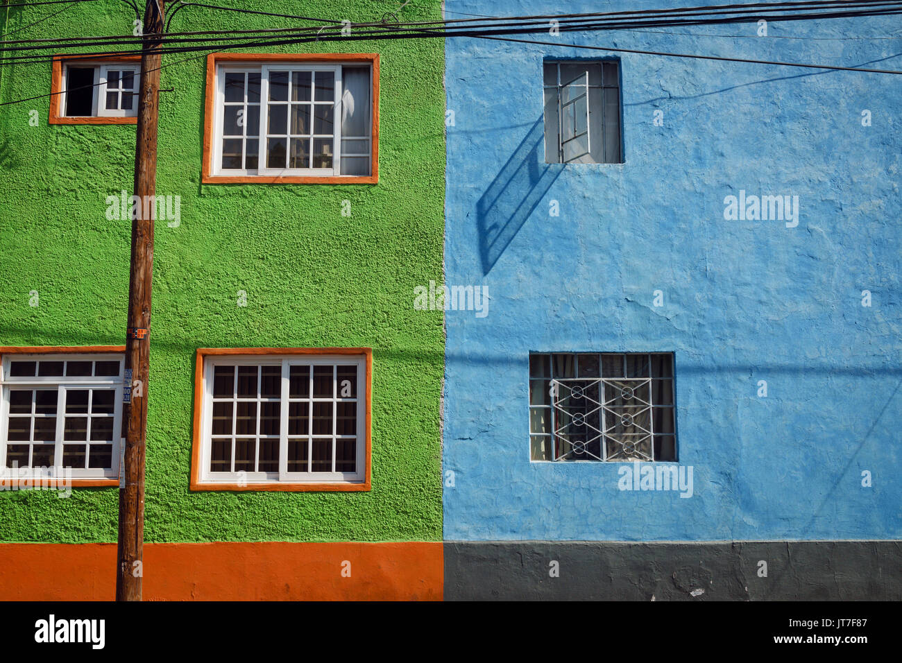 colorful painted residential buildings in Mexico City Stock Photo - Alamy
