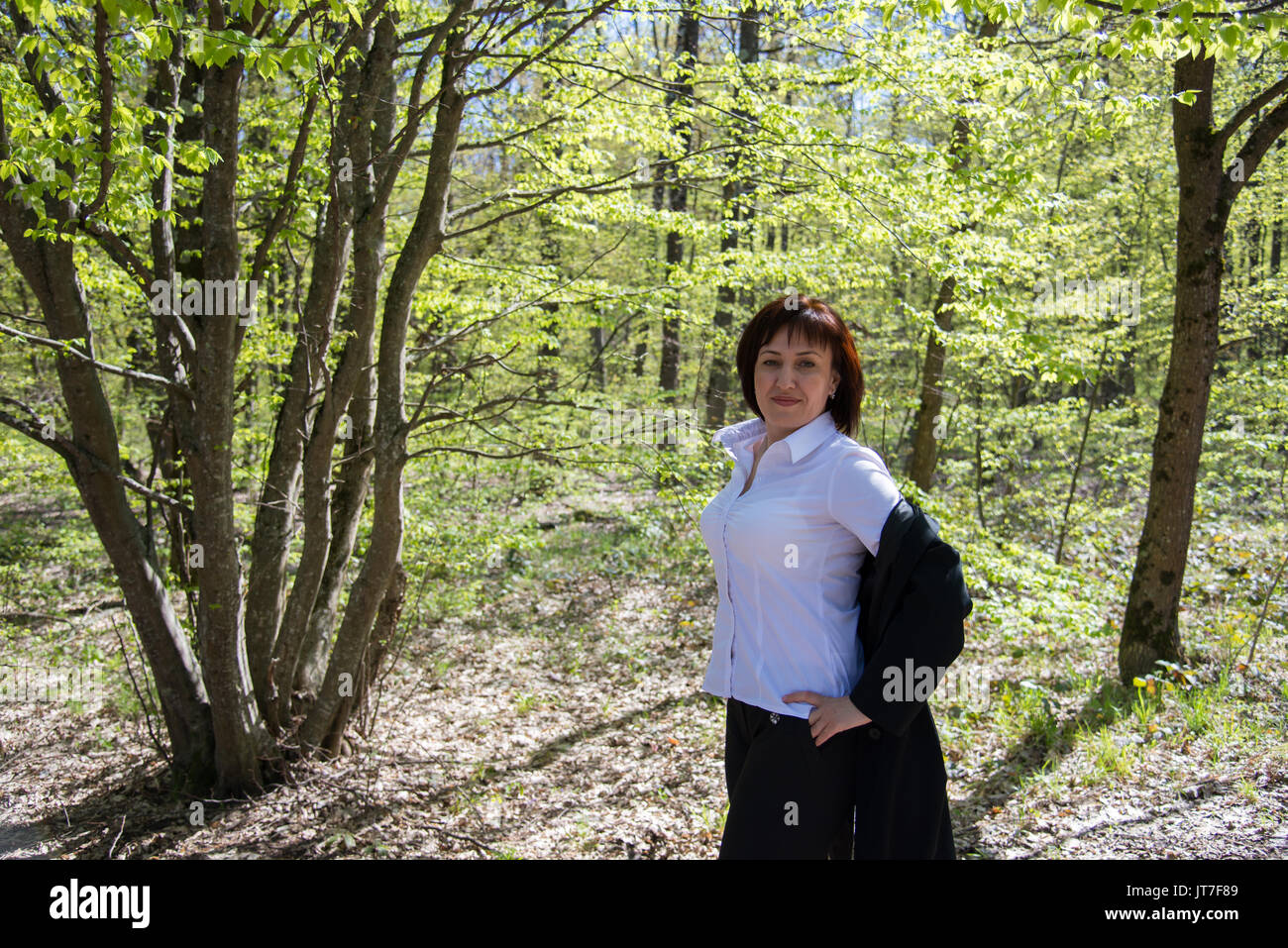 Cute woman on the walk Stock Photo - Alamy