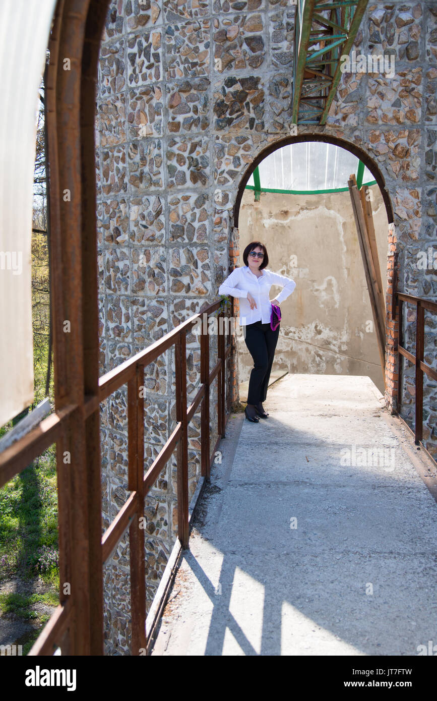 Cute woman on the walk Stock Photo - Alamy