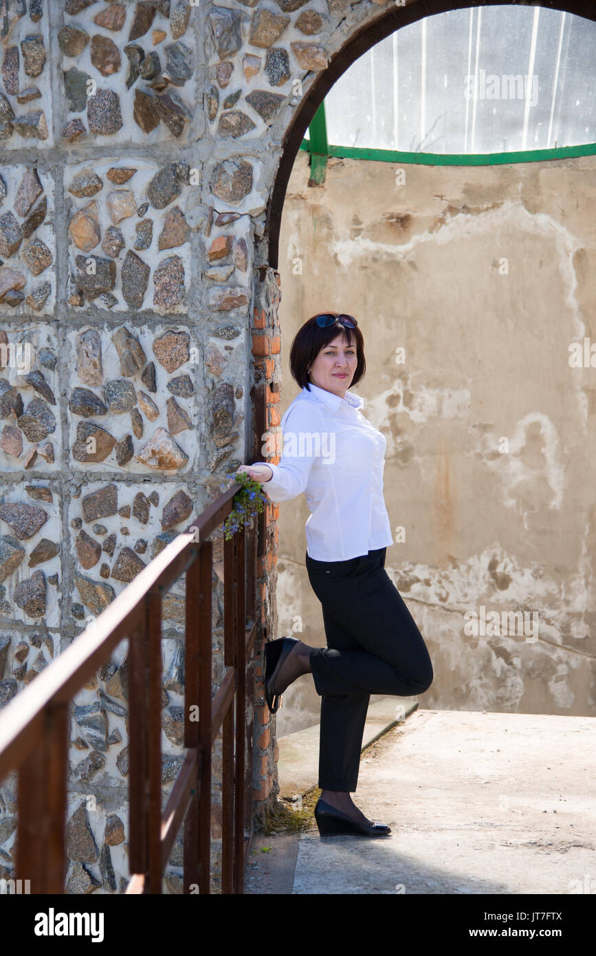 Cute woman on the walk Stock Photo - Alamy