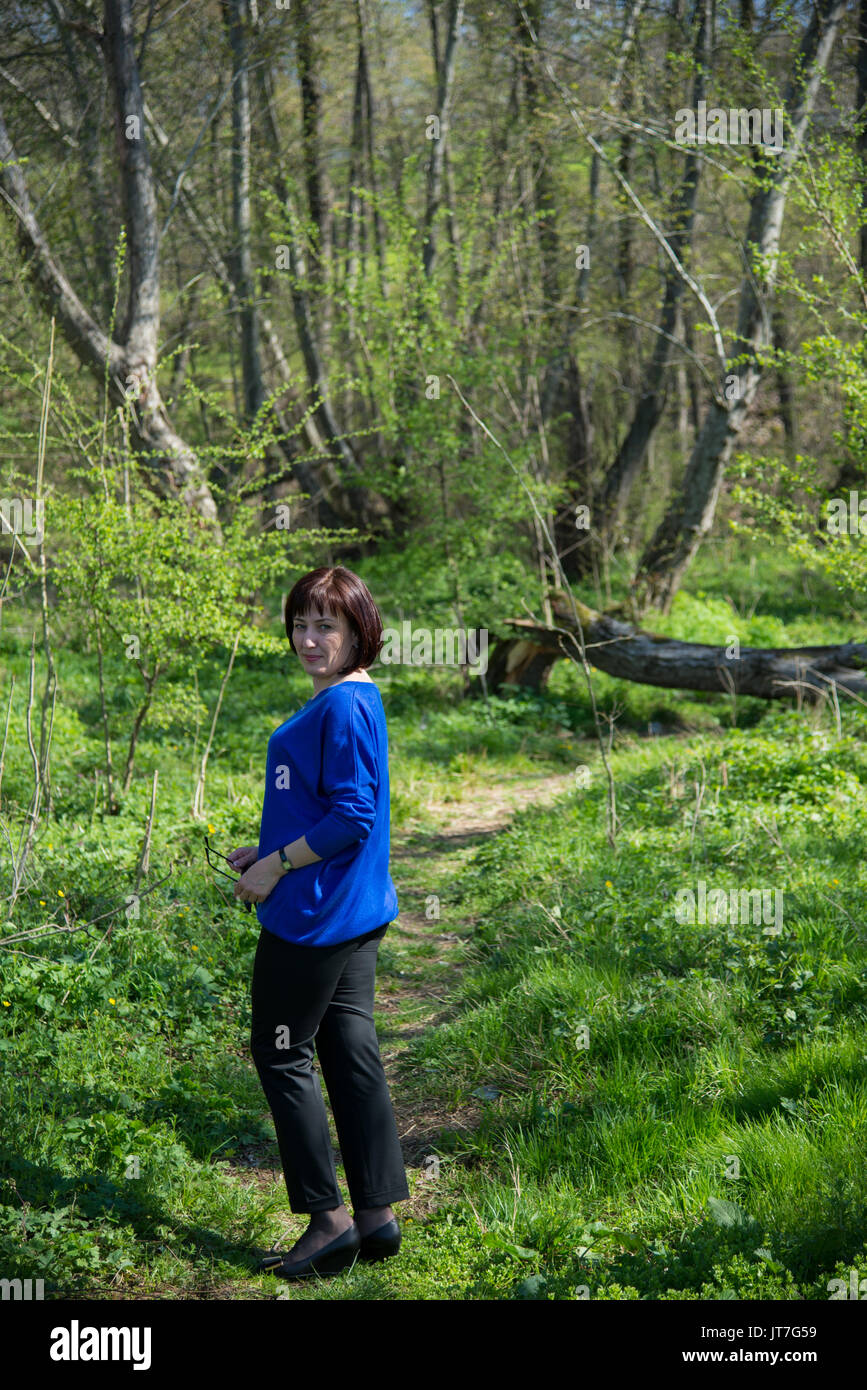 Cute woman on the walk Stock Photo - Alamy