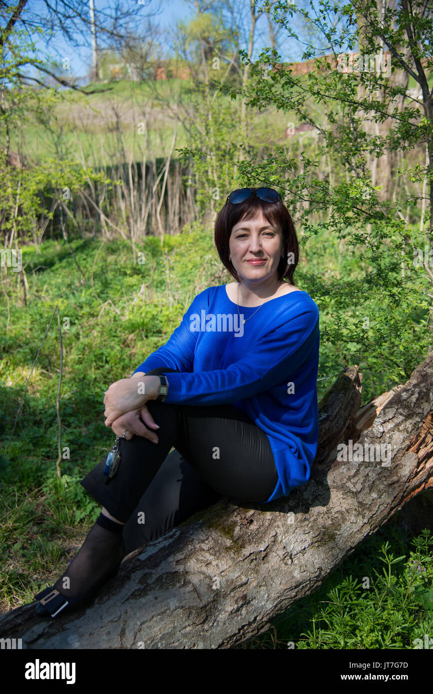 Cute woman on the walk Stock Photo - Alamy