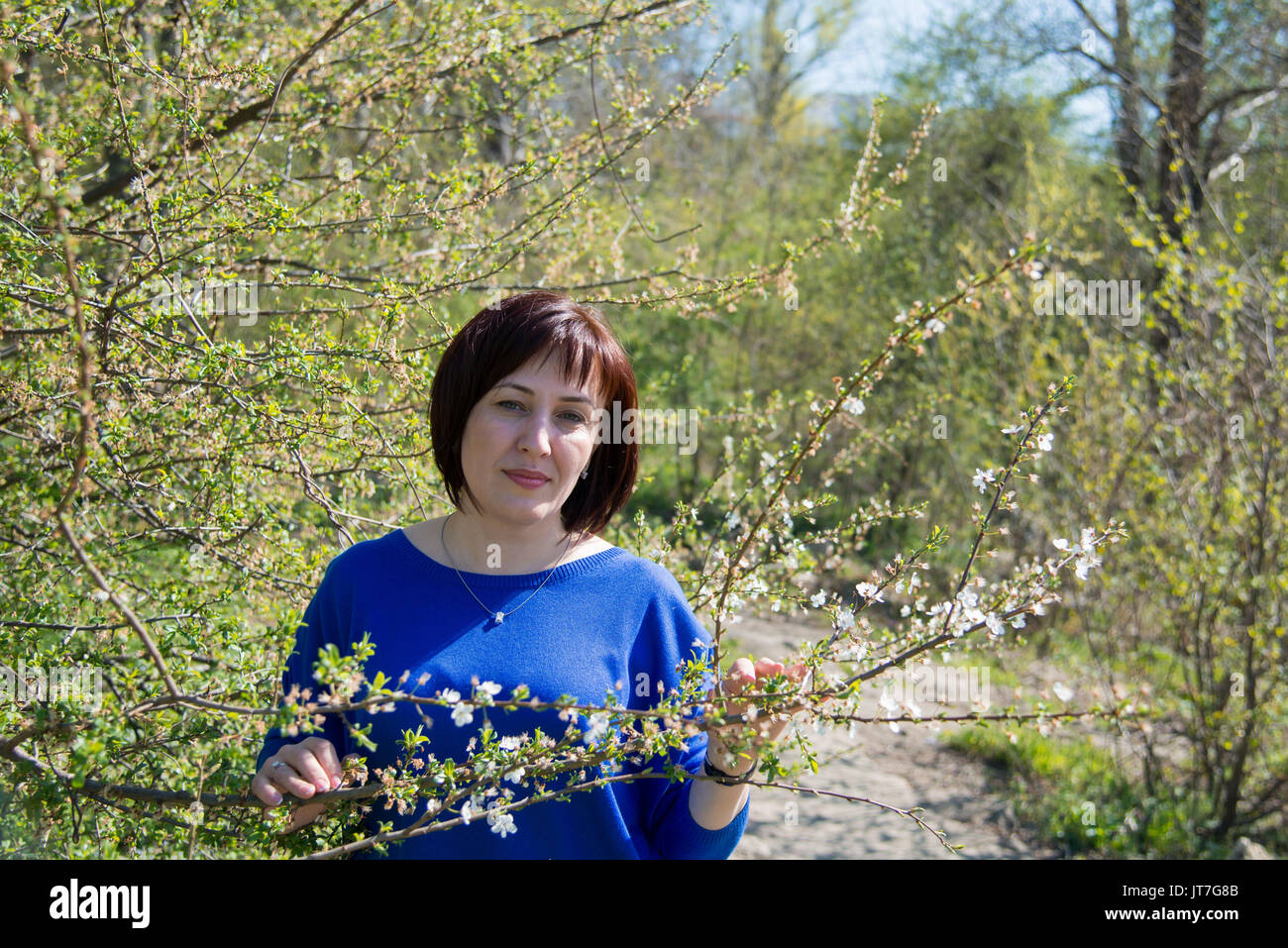 Cute woman on the walk Stock Photo - Alamy