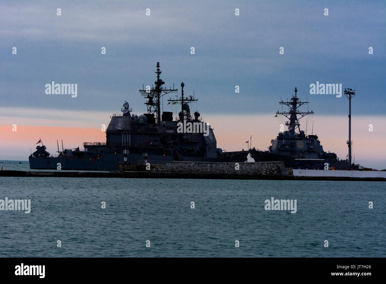 The military ship is moored in the seaport of Odessa on July 12, 2017 ...