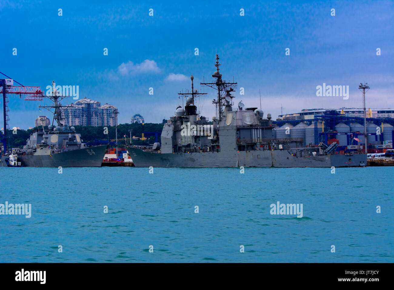 The military ship is moored in the seaport of Odessa on July 12, 2017 ...