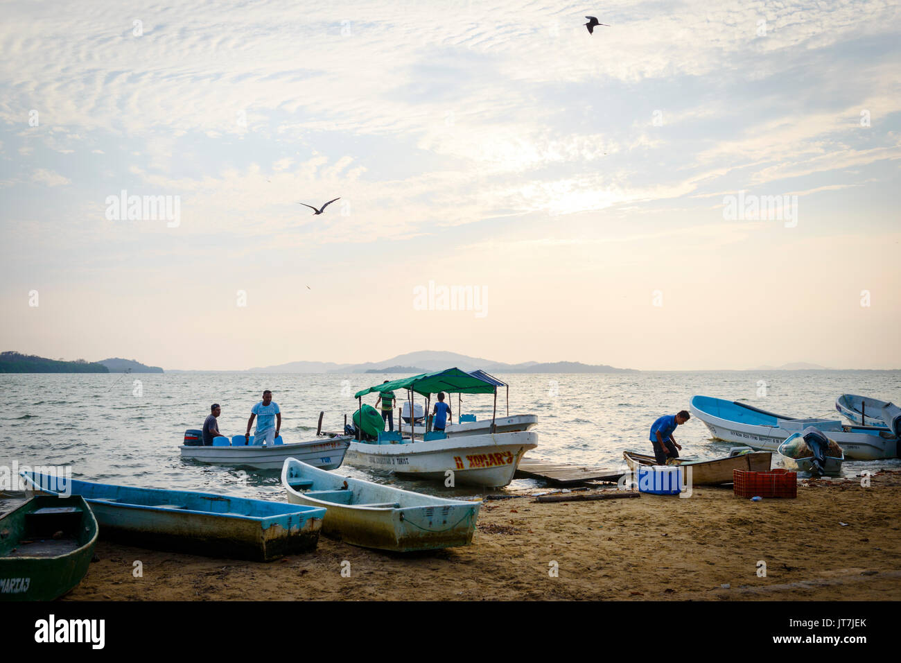 sunset sky in fishing village on the coast of Mexico Stock Photo - Alamy