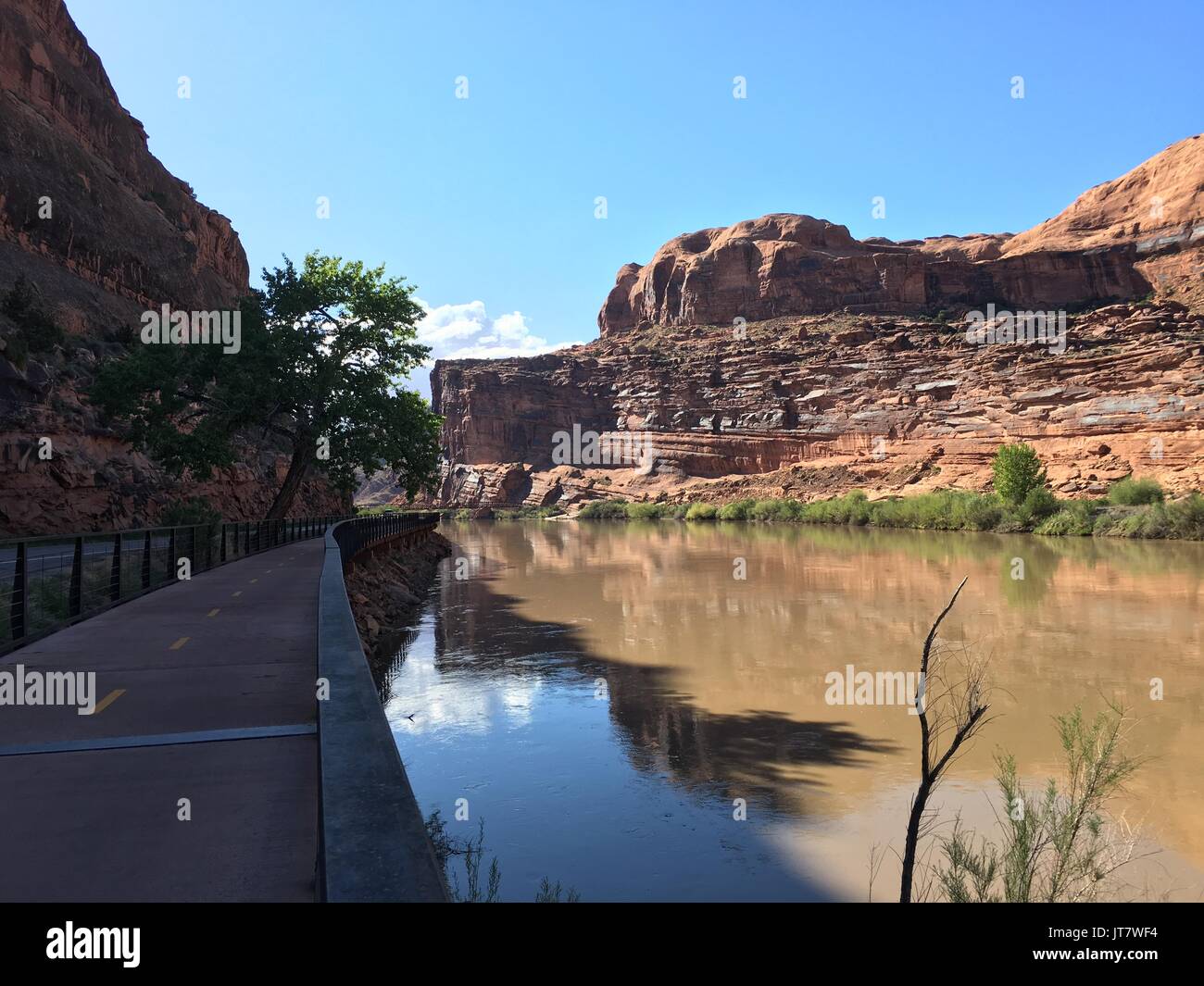 The Colorado River as it winds through the canyons of Moab, Utah Stock ...