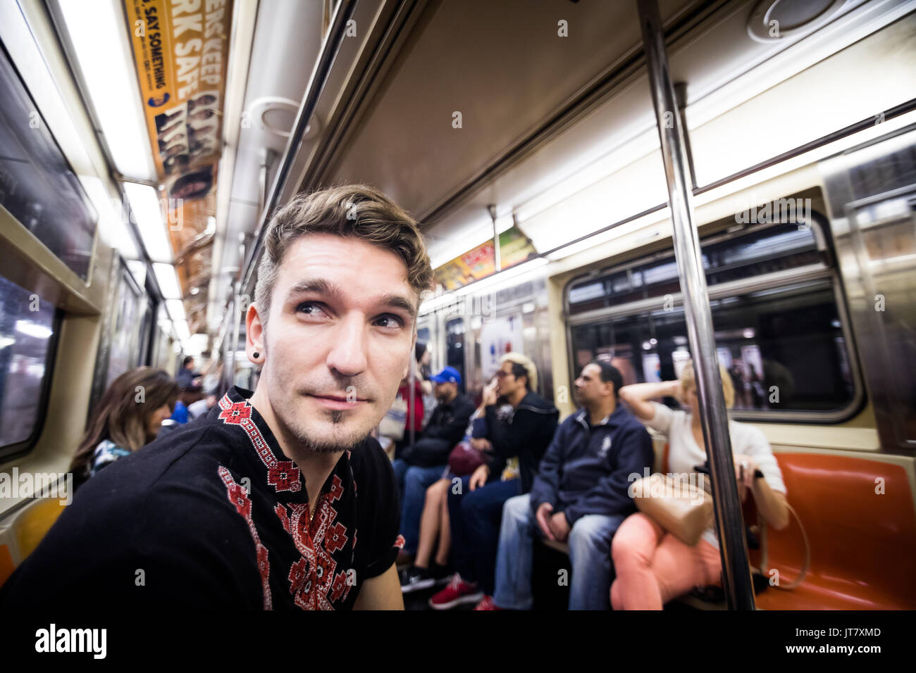 Inside new york city subway hi-res stock photography and images - Alamy