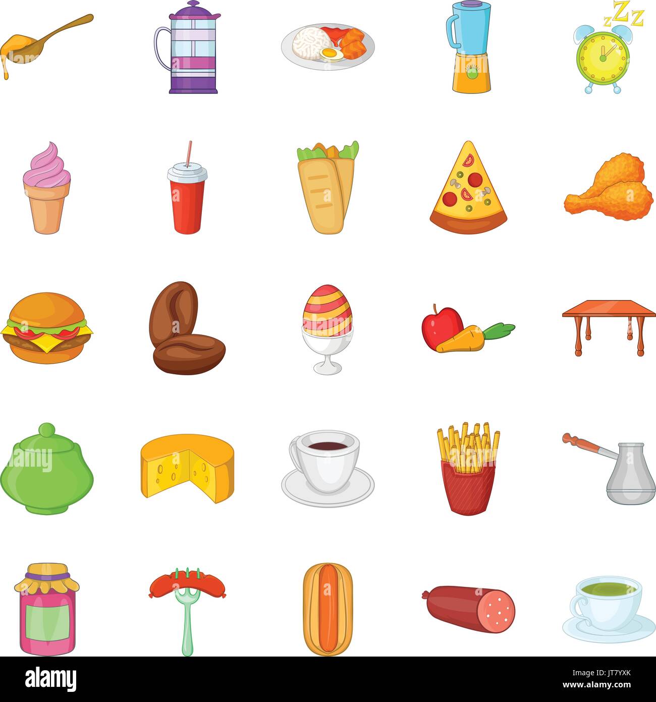 Meal icons set, cartoon style Stock Vector Image & Art - Alamy