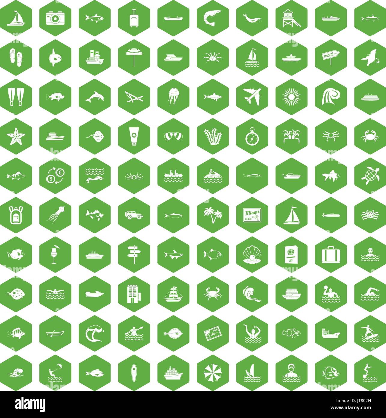 100 ocean icons hexagon green Stock Vector Image & Art - Alamy