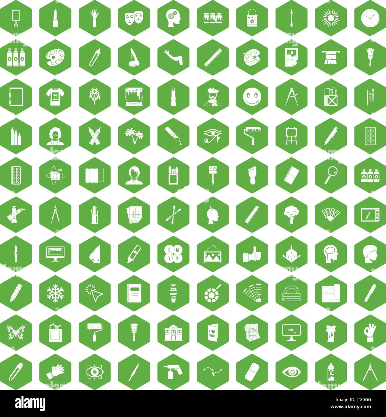 100 paint icons hexagon green Stock Vector Image & Art - Alamy