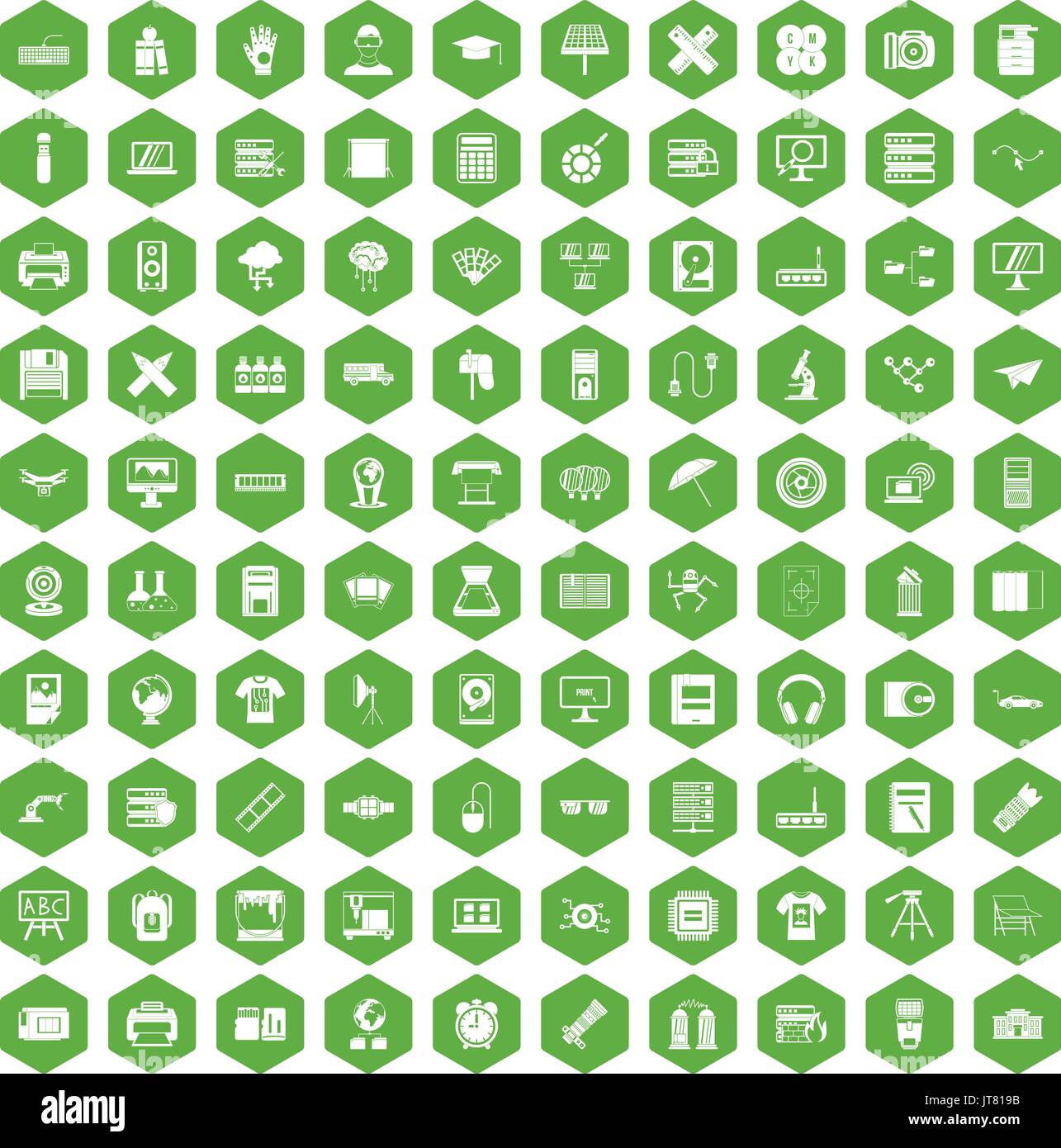 100 printer icons hexagon green Stock Vector Image & Art - Alamy